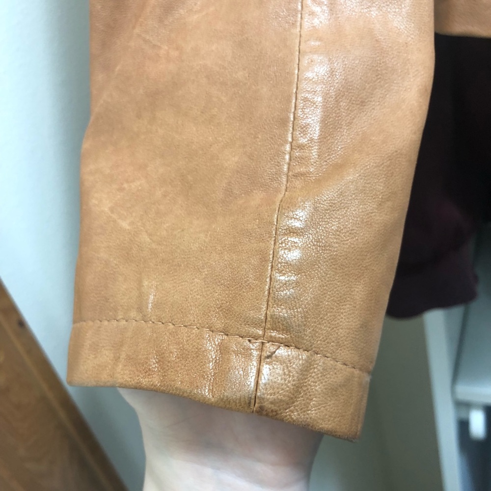 Genuine Leather Jacket In Apricot Color - Gem